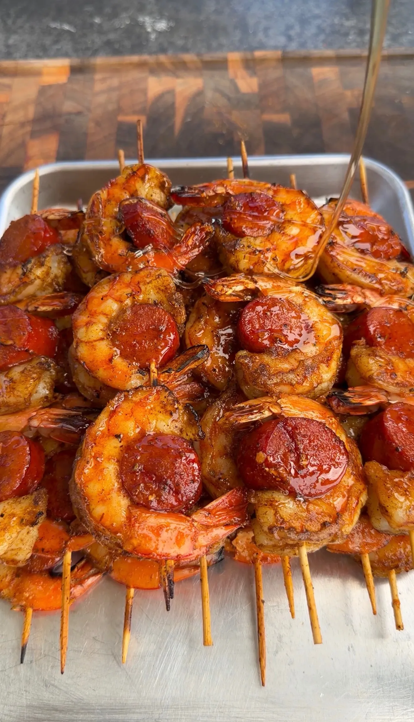 Easy Sausage Shrimp Skewers - Cooking With Fire